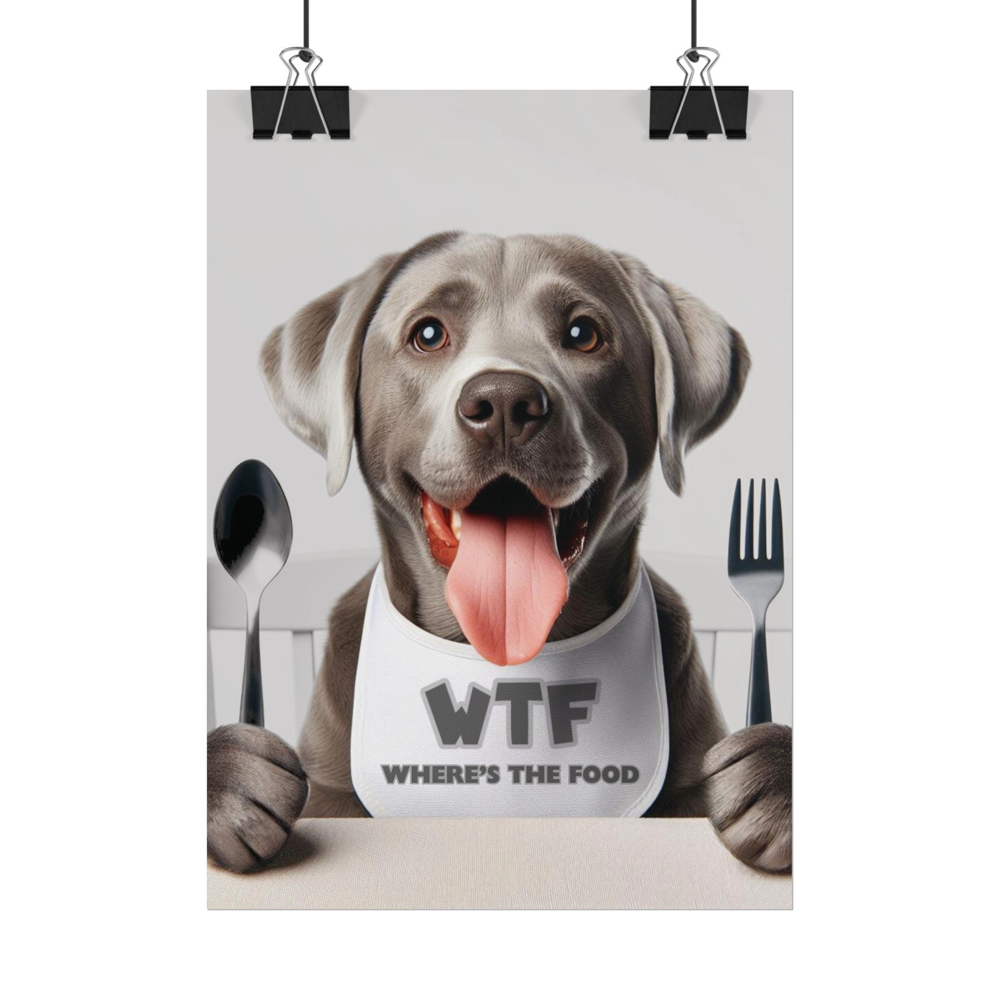 Silver Lab WTF Where's the Food Kitchen Wall Art Digital Chef Instant ...