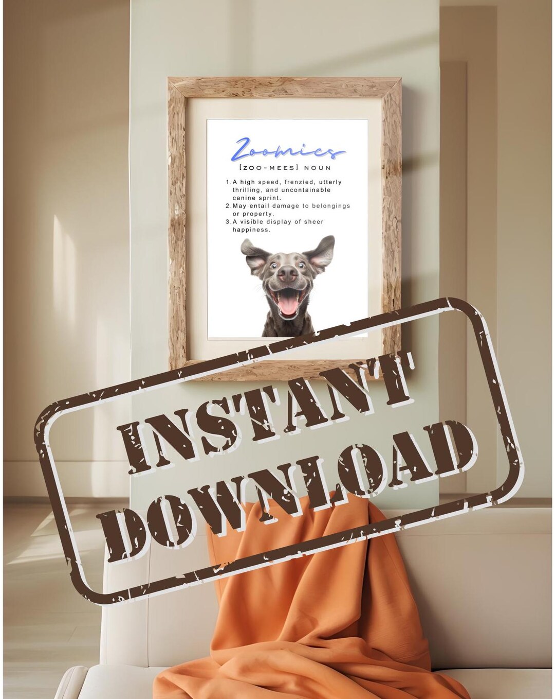 Silver Lab Wall Art Funny Labrador Zoomies Poster Print, Crazy Lab Pic ...