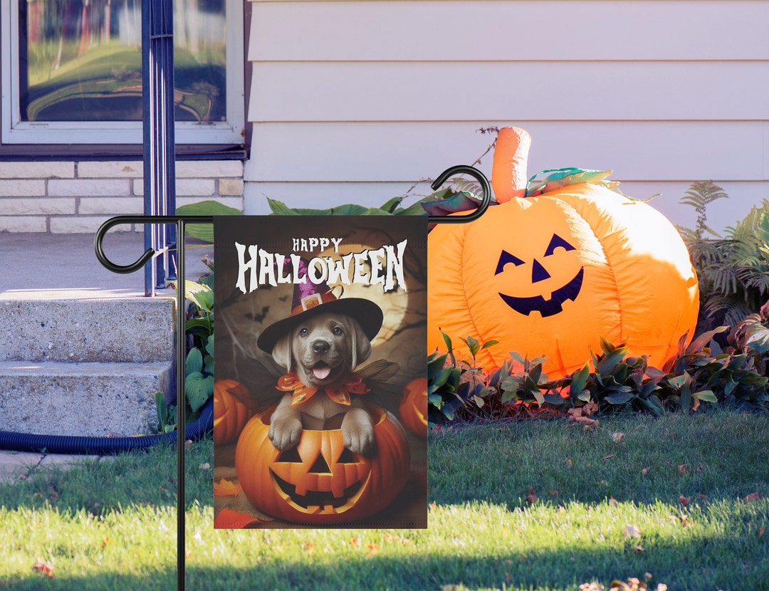 Silver Lab Halloween Flag, Lab Banner, Halloween Yard Decoration ...