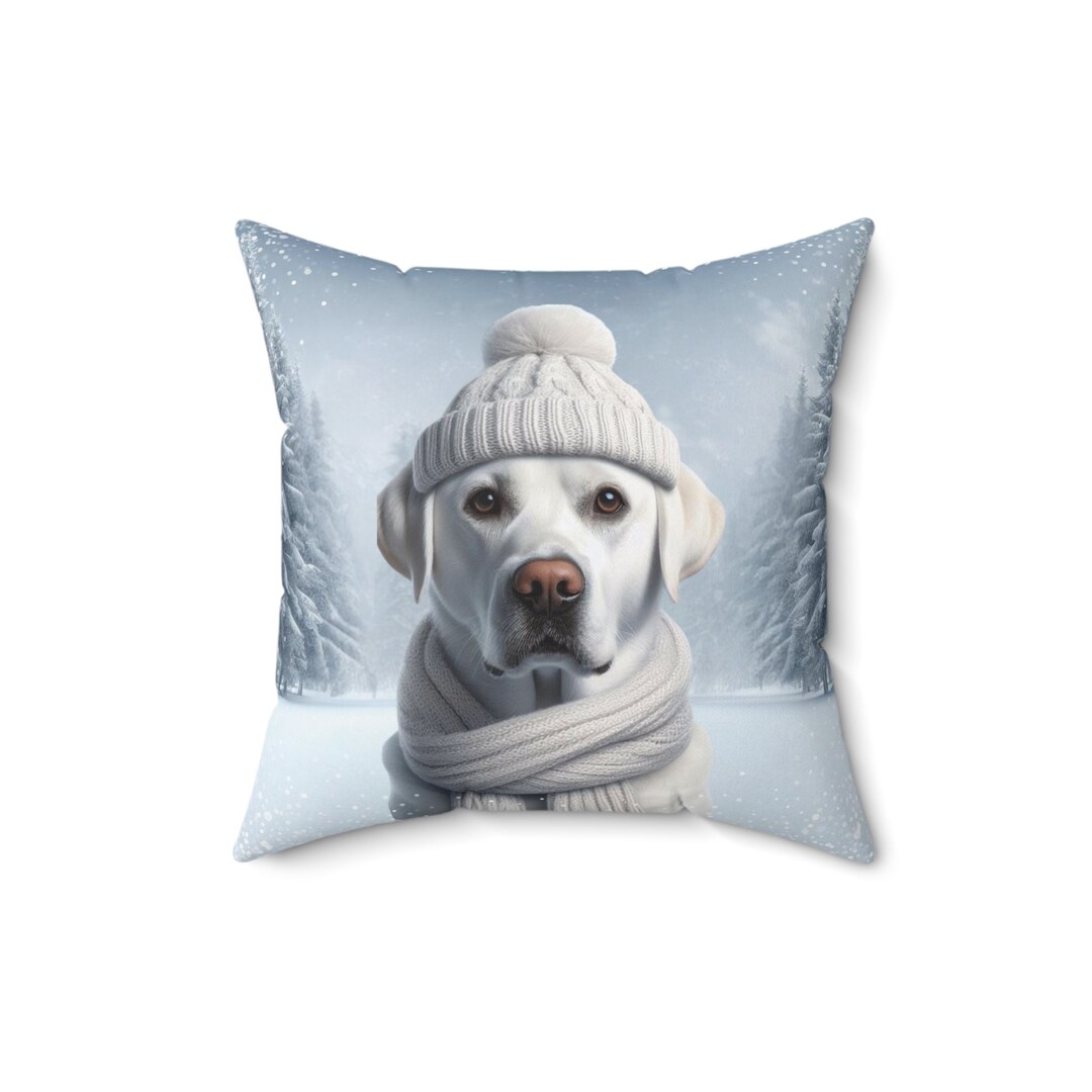 Polar White Lab Winter Scene Labrador Pillow Adorable Holiday Decor for ...