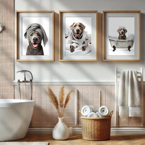 Silver Lab in Bathroom Print Set of 3 PRINTABLE Silver Labrador Funny ...