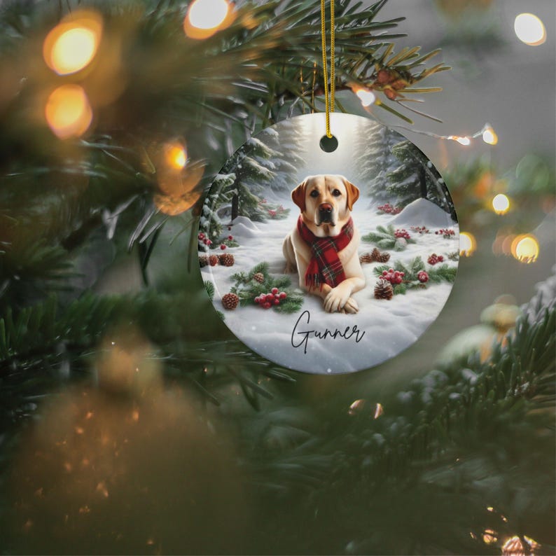 Yellow Lab Christmas Ornament, Yellow Labrador Holiday Decor, Puppy ...