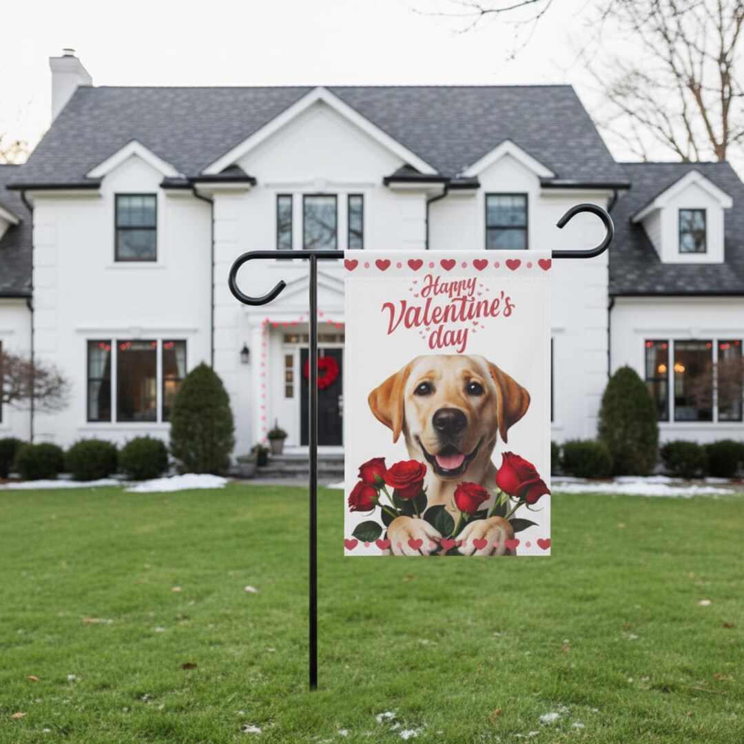 Yellow Lab Valentines Day Flag, Outdoor Decor for Dog Lovers, Yellow ...