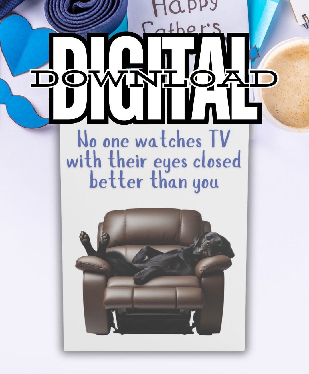 Black Lab Father's Day Card, Lab Dad, Digital Instant Downloadable ...