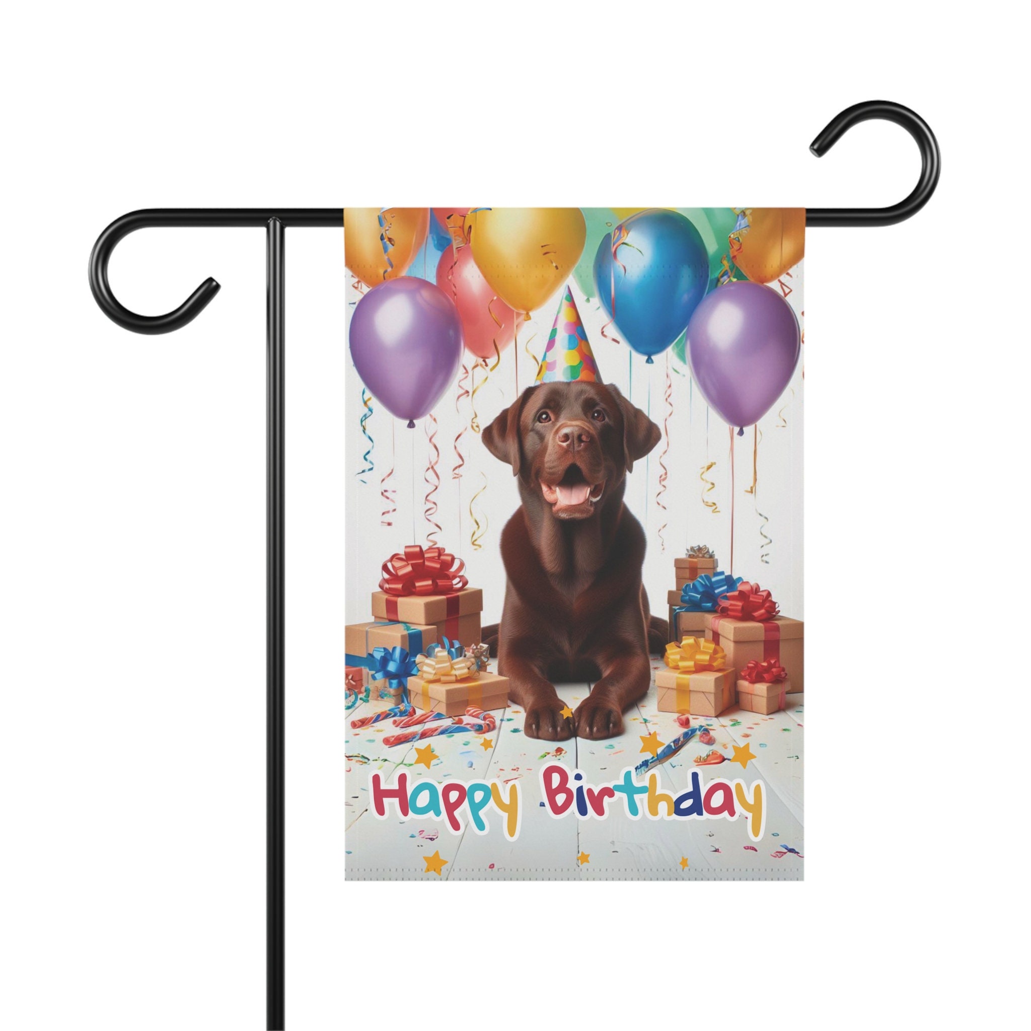 Chocolate Lab Happy Birthday Garden Banner Labrador Retriever Chocolate ...
