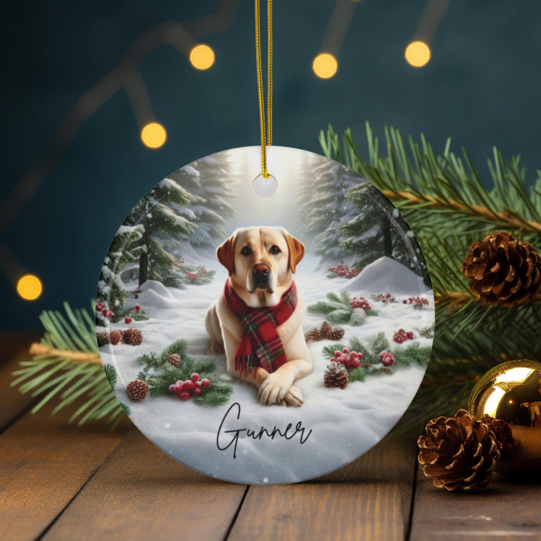 Yellow Lab Christmas Ornament, Yellow Labrador Holiday Decor, Puppy ...