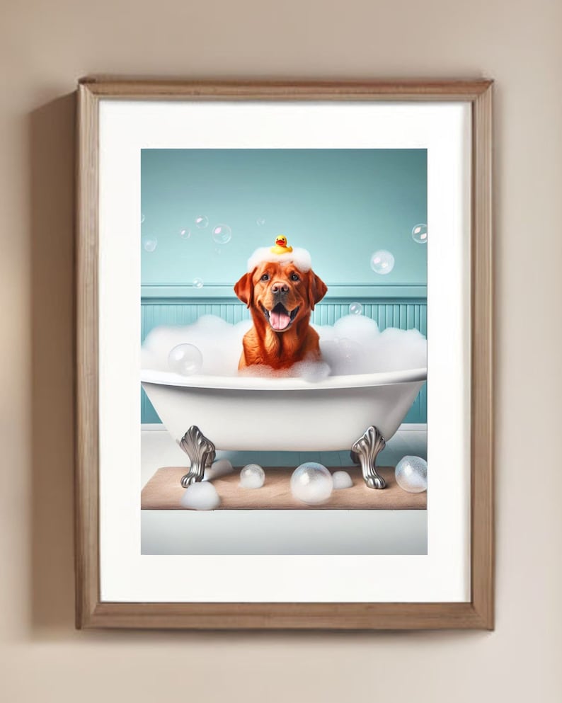Fox Red Lab Bathroom in the Tub Poster Print Fox Red Labrador Retriever ...