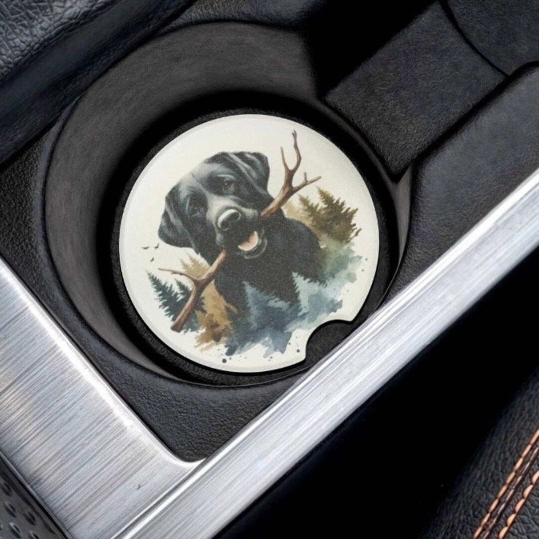 Black Lab Car Coasters - Hunting Labrador - Absorbent Soapstone - Set ...