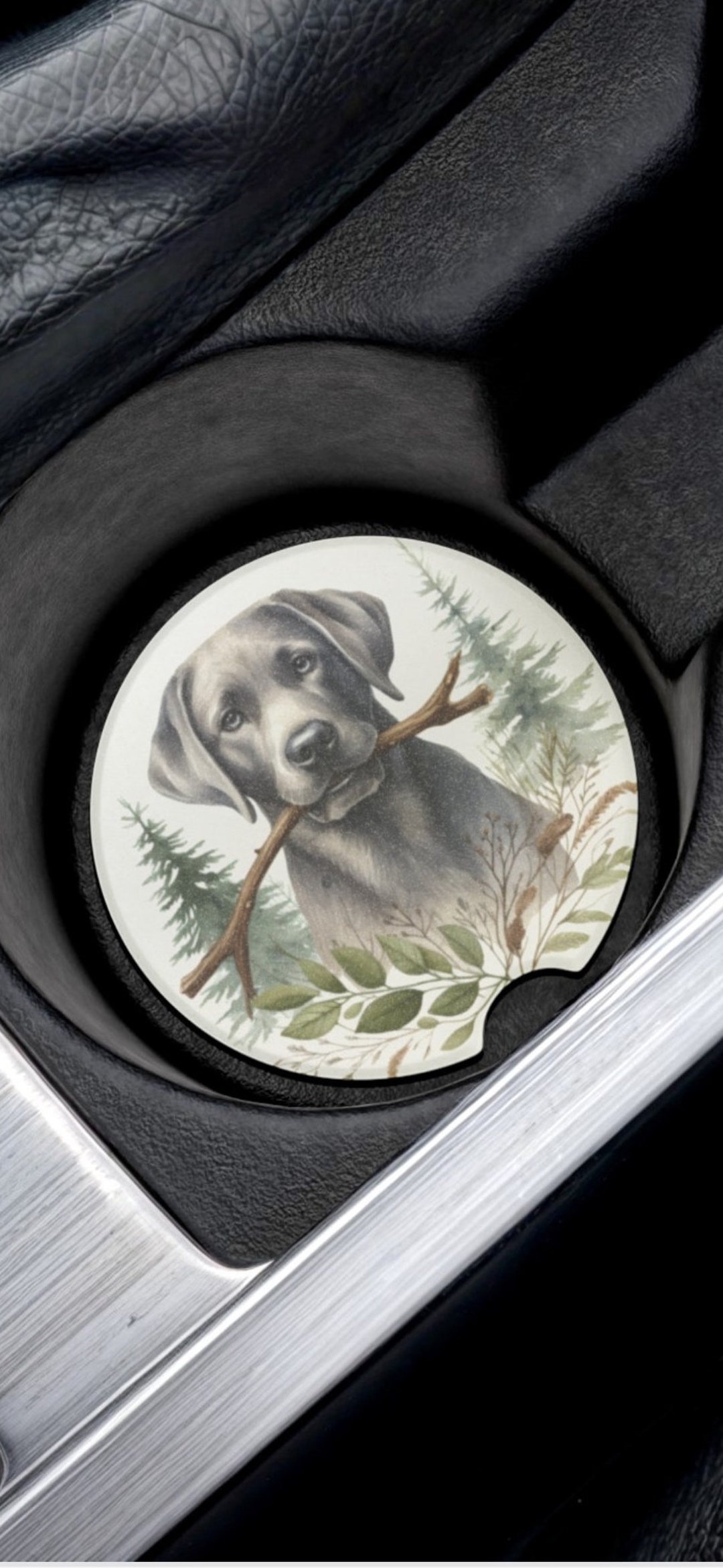 Silver Lab Car Coasters - Hunting Labrador - Absorbent Soapstone - Set ...