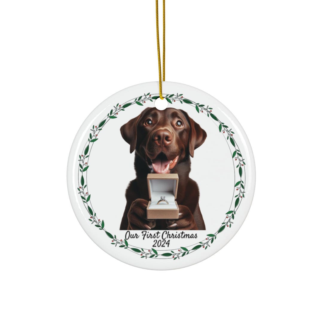 Chocolate Lab Ornament our First Christmas 2024 Engagement Ornament ...