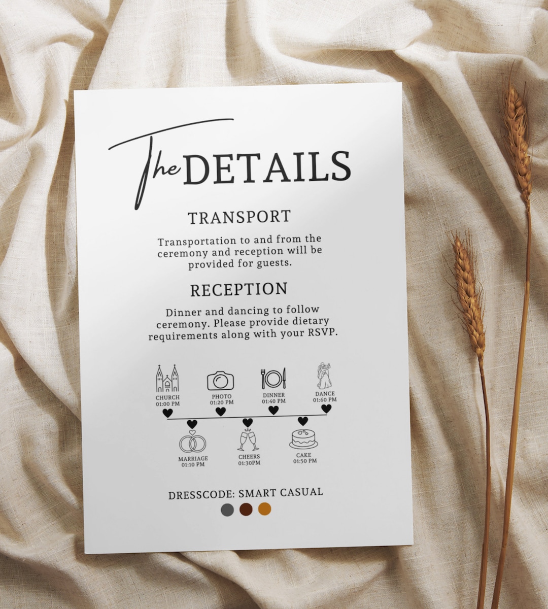 Wedding Details , Wedding Timeline , Wedding Details Card Template ...