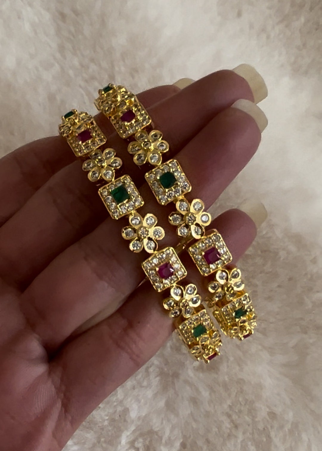 Gold Diamond Bangles/cz Bangles/indian Jewelry/pakistani Jewelry ...