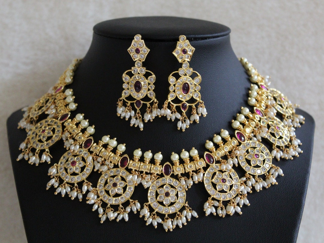 Guttapusalu With Ruby /gold Jewelry/short Haram/south Indian Jewelry ...