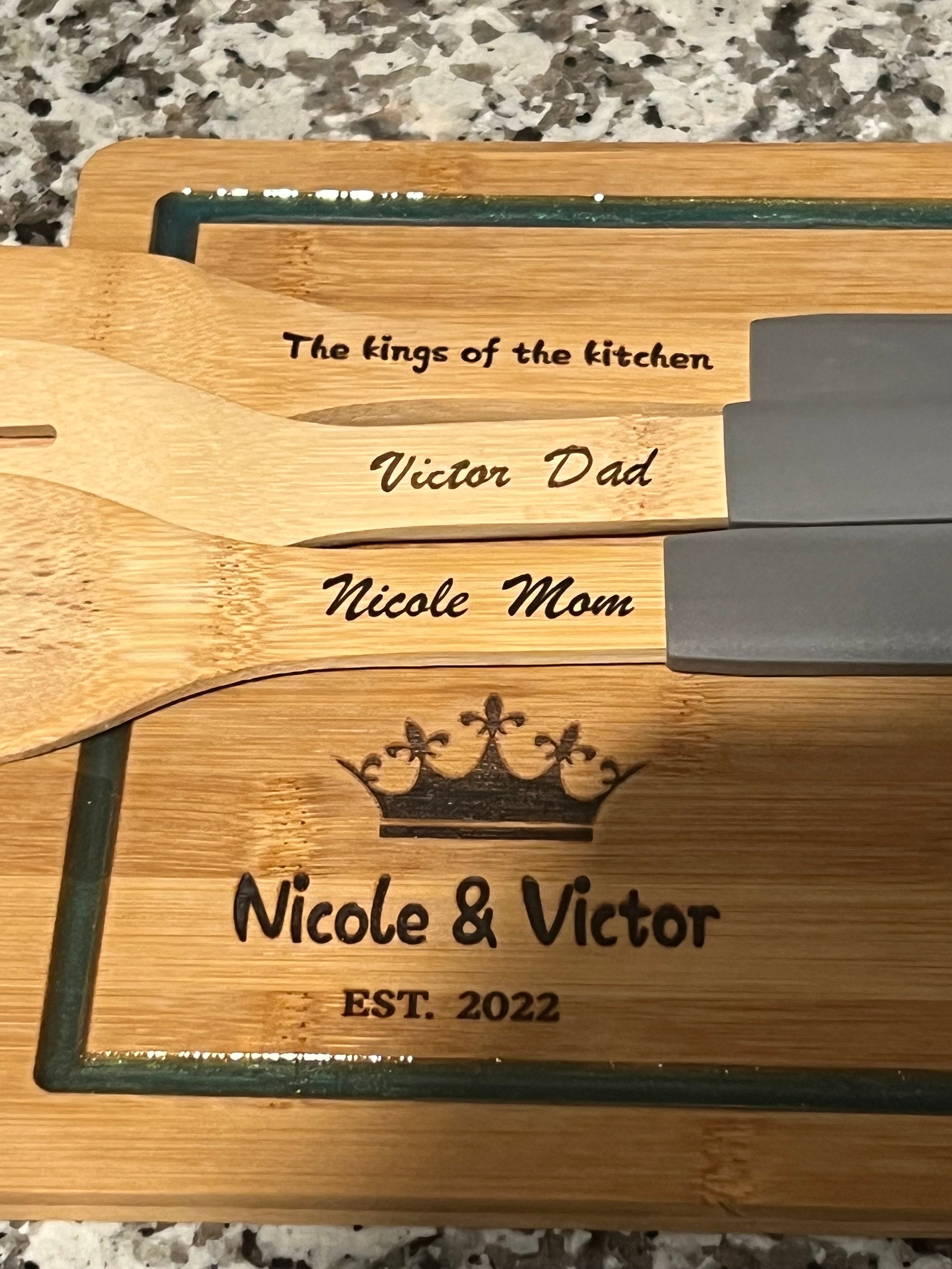 Personalized 4-piece Kitchen Set, Cutting Board and 3 Personalized ...