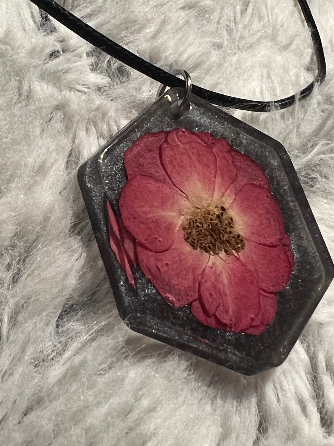 Pressed Red Rose Necklace, Real Pressed Flower Necklace, Resin Jewelry ...