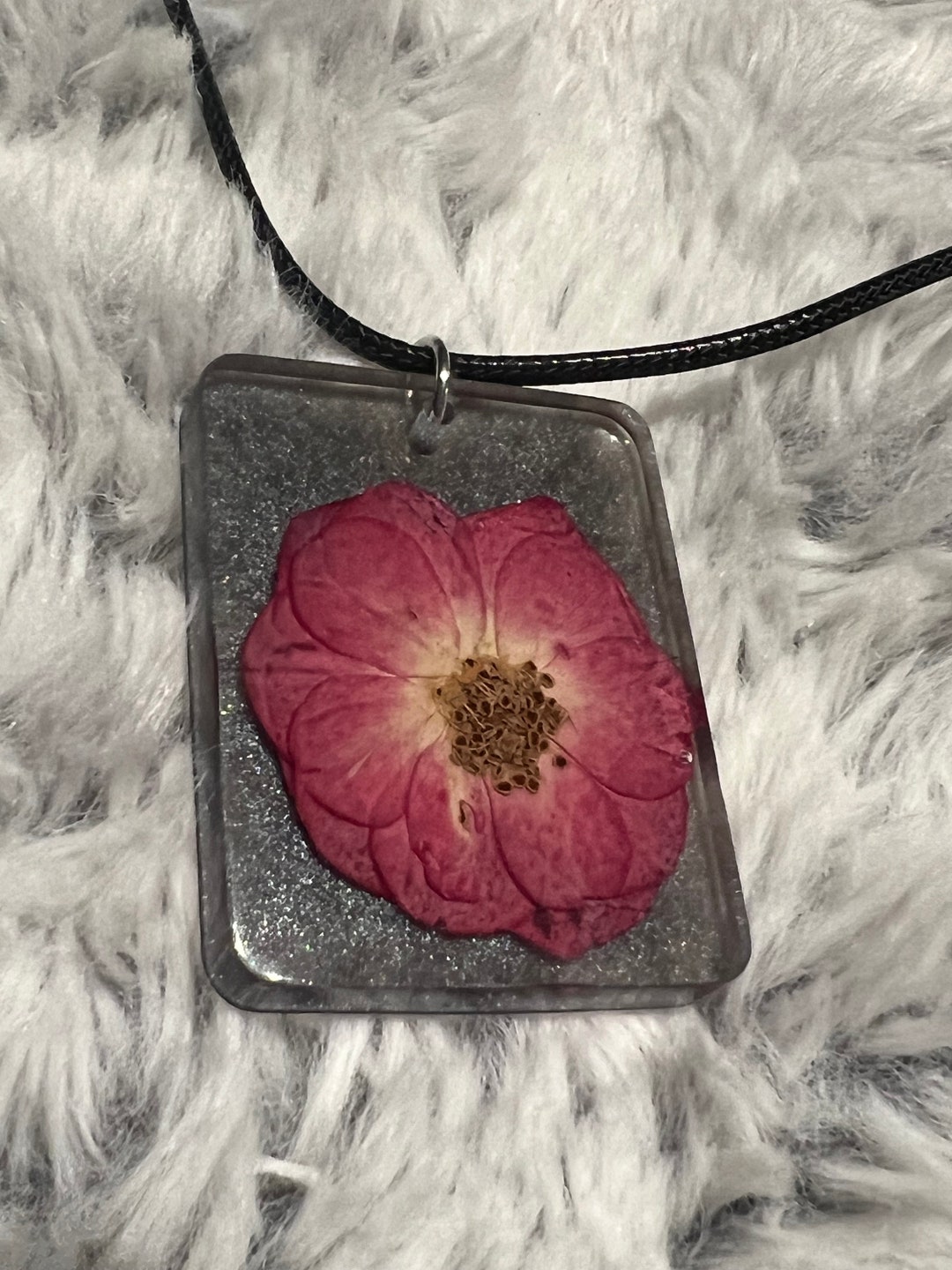 Pressed Red Rose Necklace, Real Pressed Flower Necklace, Resin Jewelry ...