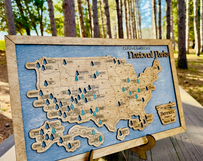 Custom US National Parks Travel Map, National Parks Marker ...