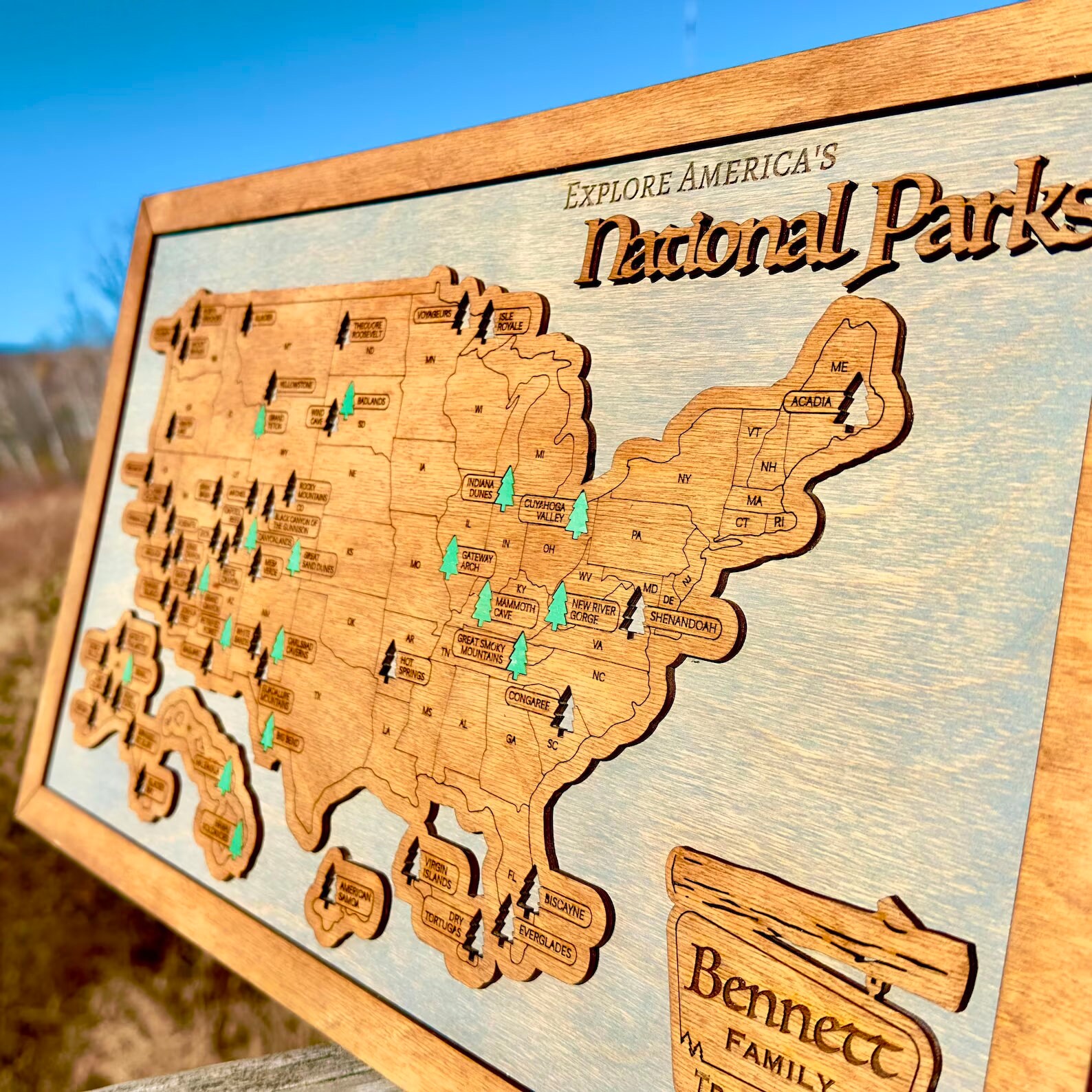 Custom USA National Parks Travel Map | Camper RV Gift | 5th Anniversary ...