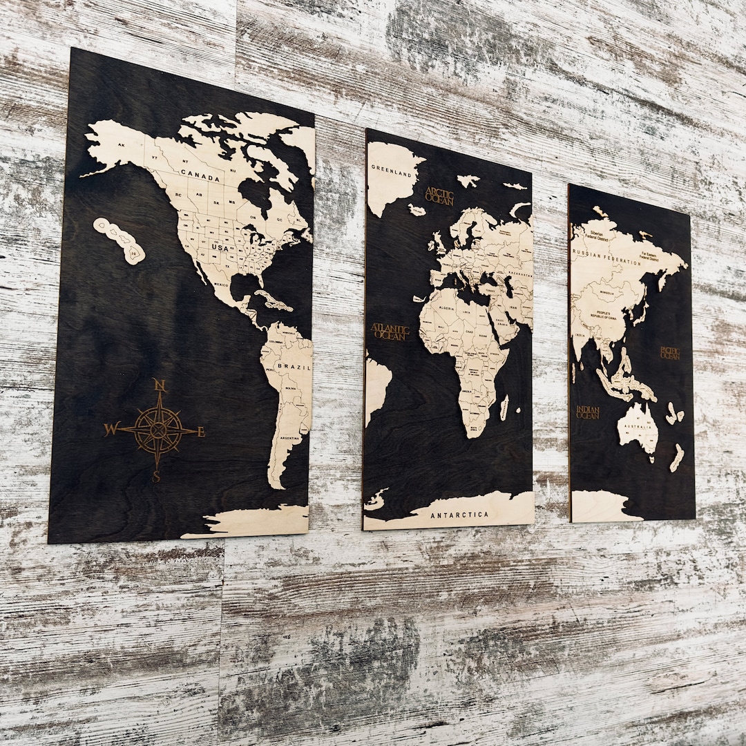 Personalized World Map Wall Art | Custom Wooden World Map | World ...