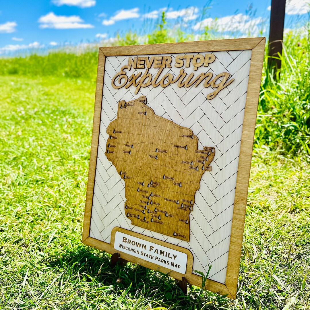 Custom Wisconsin State Parks Travel Map | Personalized Wisconsin Tracker Map | Gift for ...