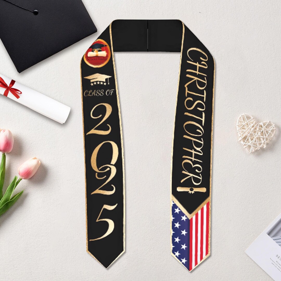 Custom Graduation Stoles With Name, Personalized Logo Text Grad Stole ...