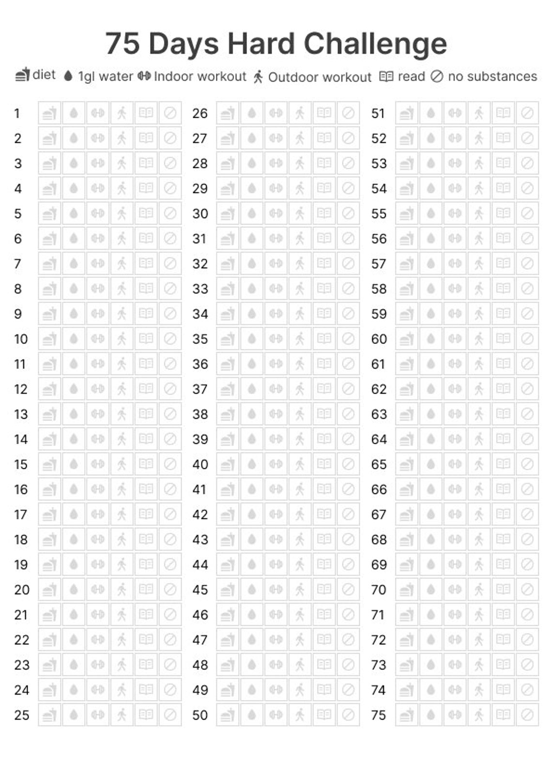 75-day Hard Challenge Printable Digital PDF - Etsy
