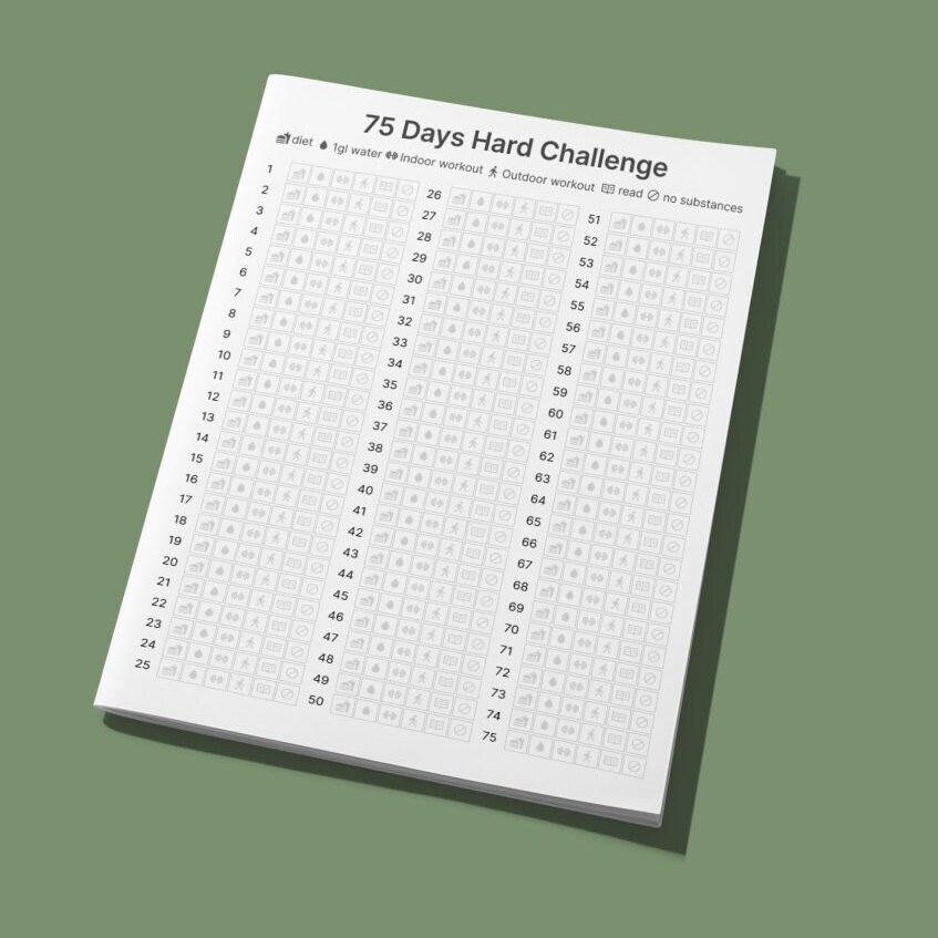 75-day Hard Challenge Printable Digital PDF - Etsy
