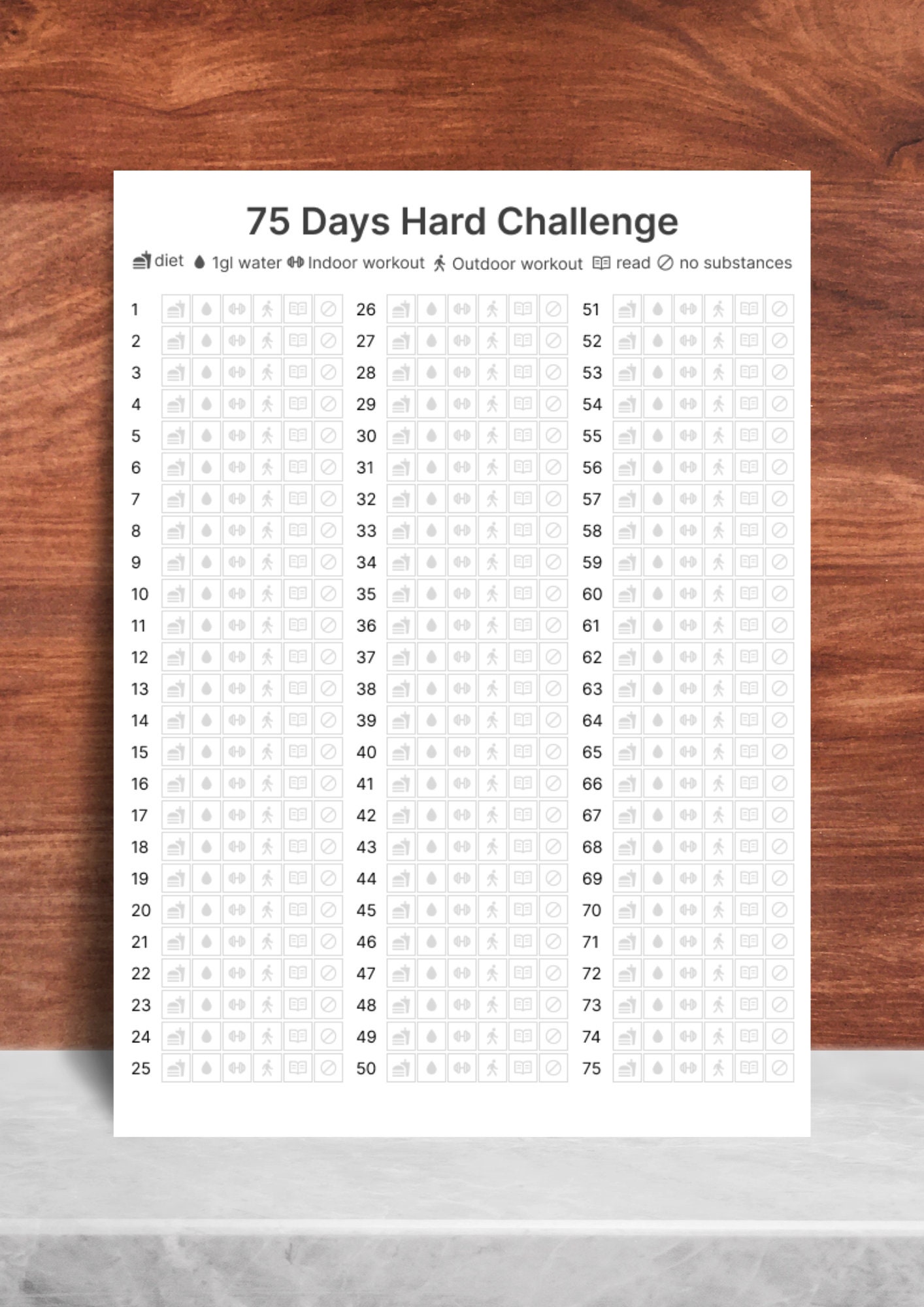 75-day Hard Challenge Printable Digital PDF - Etsy