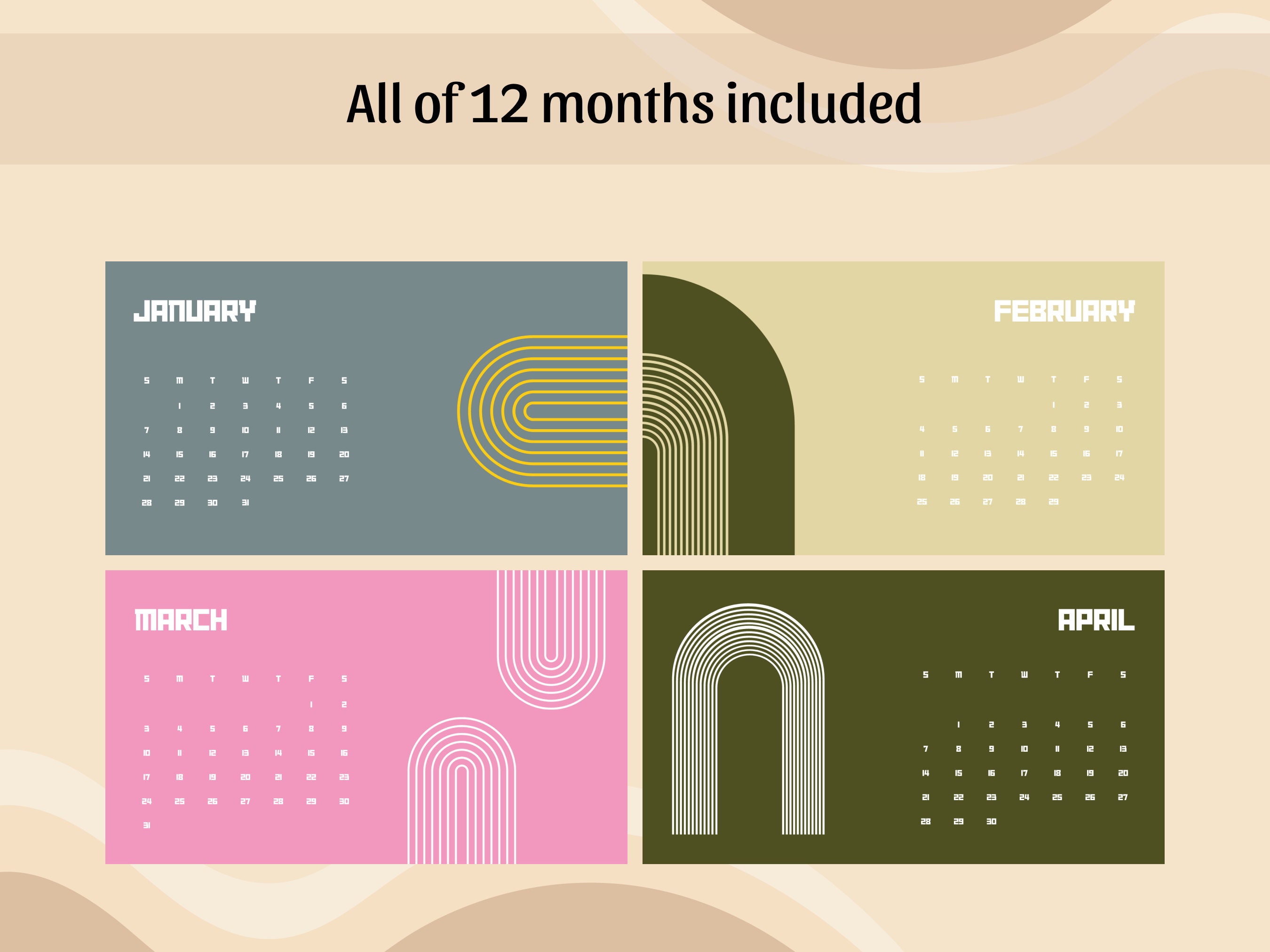 Printable Art Calendar 2024 A4 - Etsy