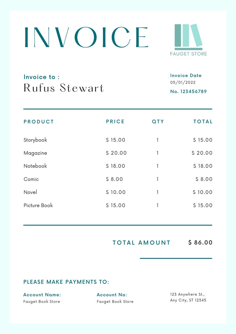 Invoice Digital Product - Etsy