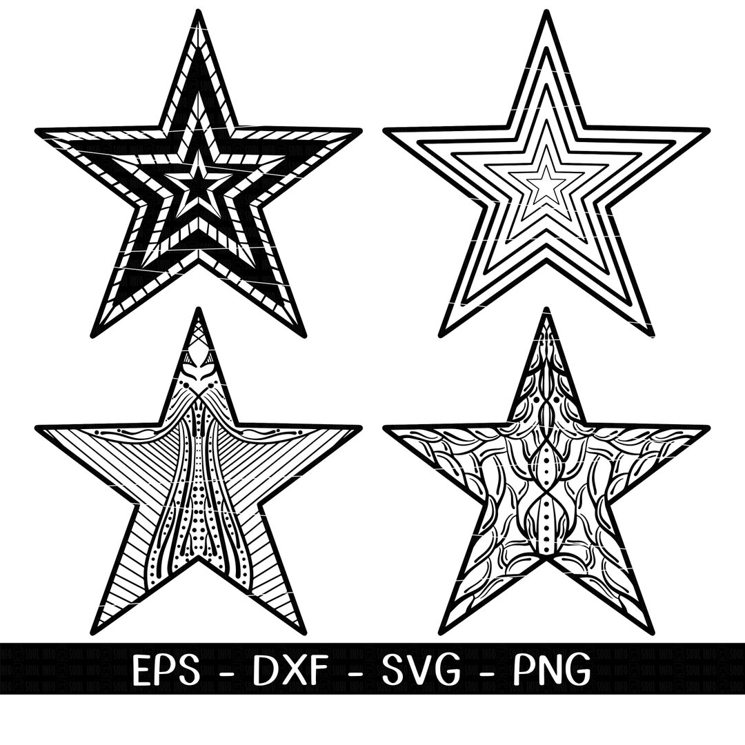 4 CHRISTMAS STARS Part-6, Svg, Dxf, Png, Eps Files for Cricut ...