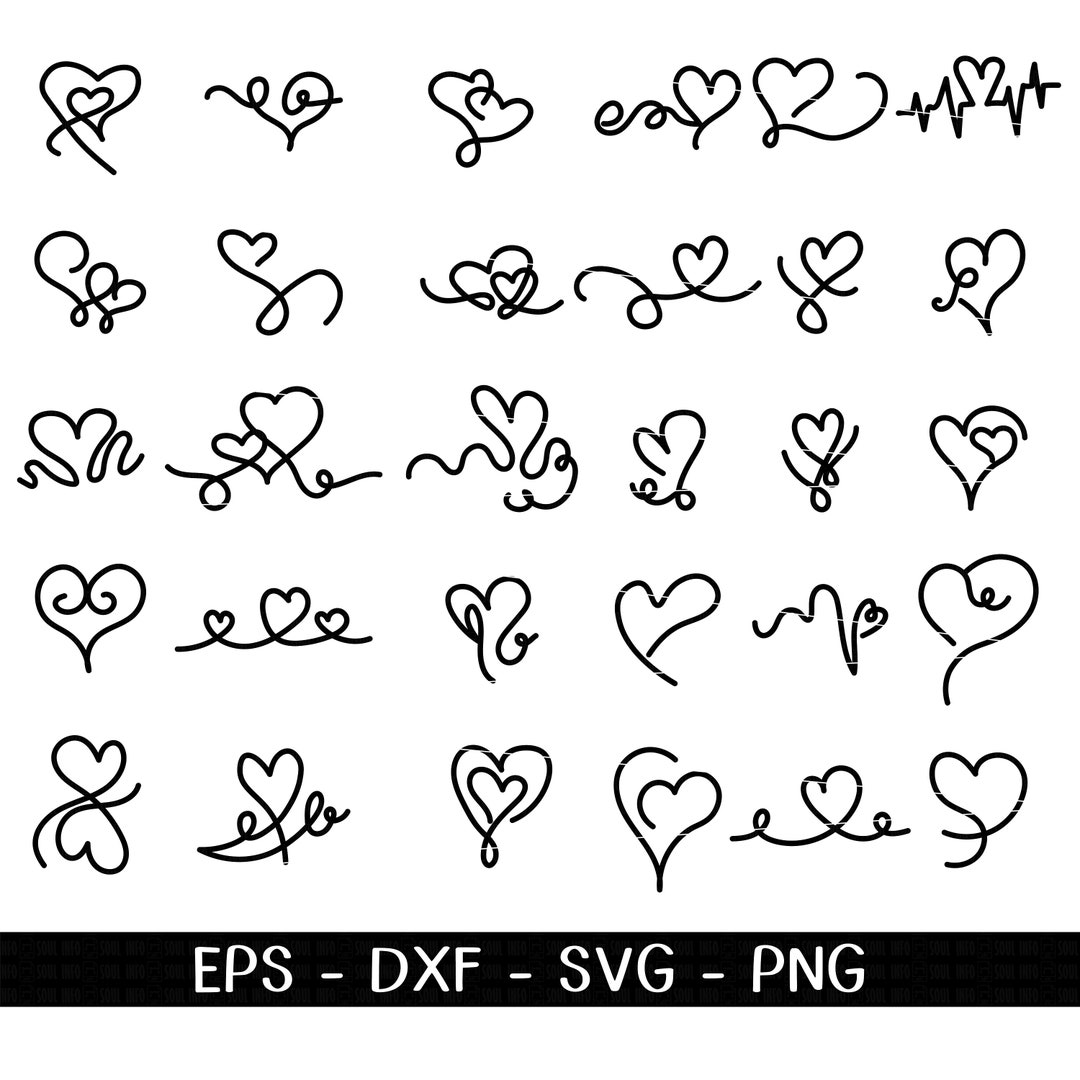 30 Heart Hand Drawn Part-50, Svg, Dxf, Png, Eps Files for Cricut ...