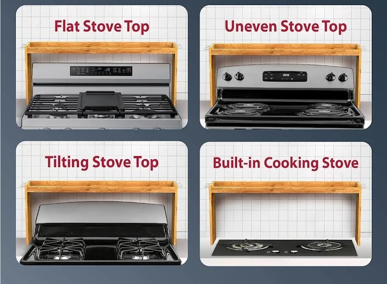Spice Rack Over the Stove Shelf Rack Space Saving Storage Wooden Shelf ...