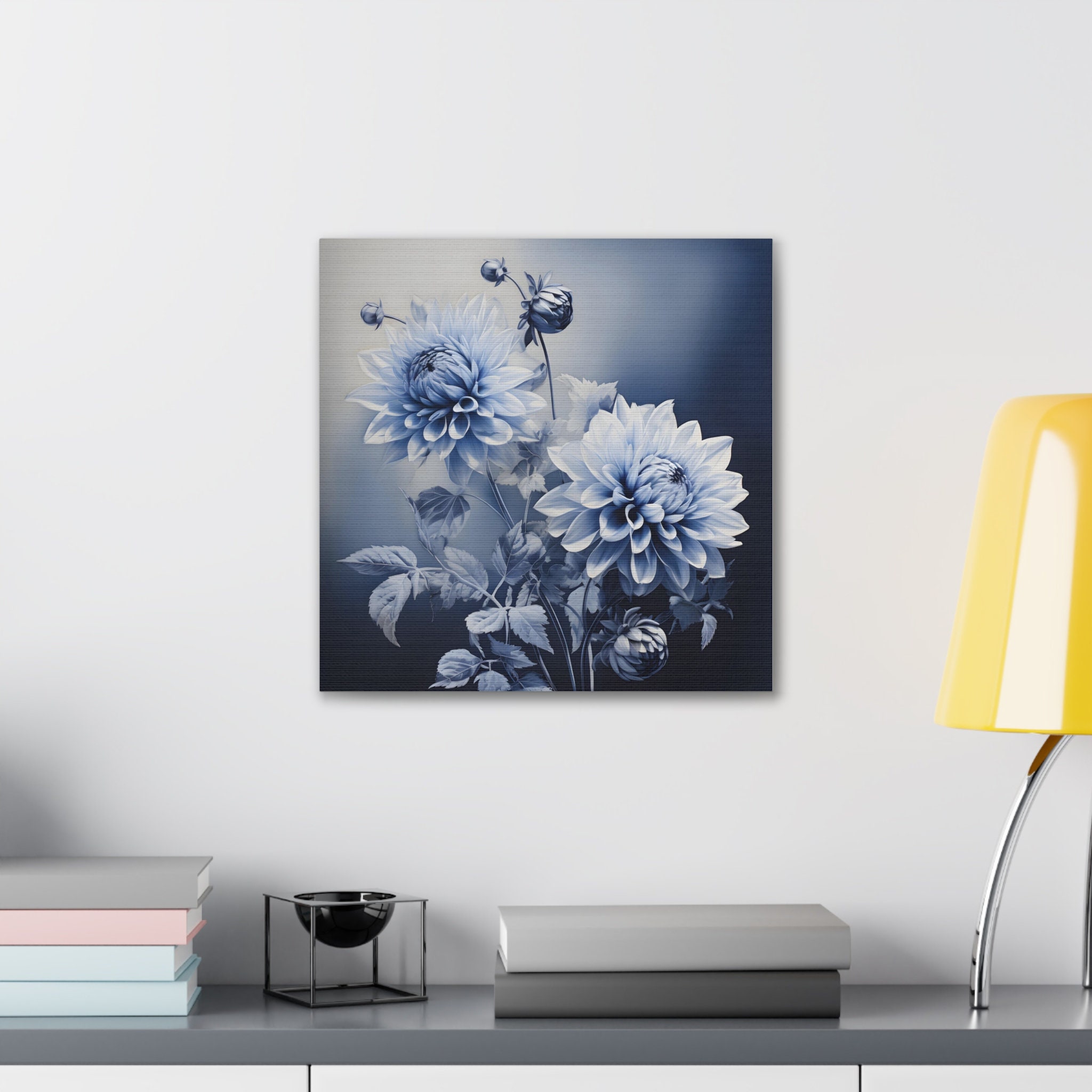 Blue Floral Burst Canvas Gallery Wraps - Etsy