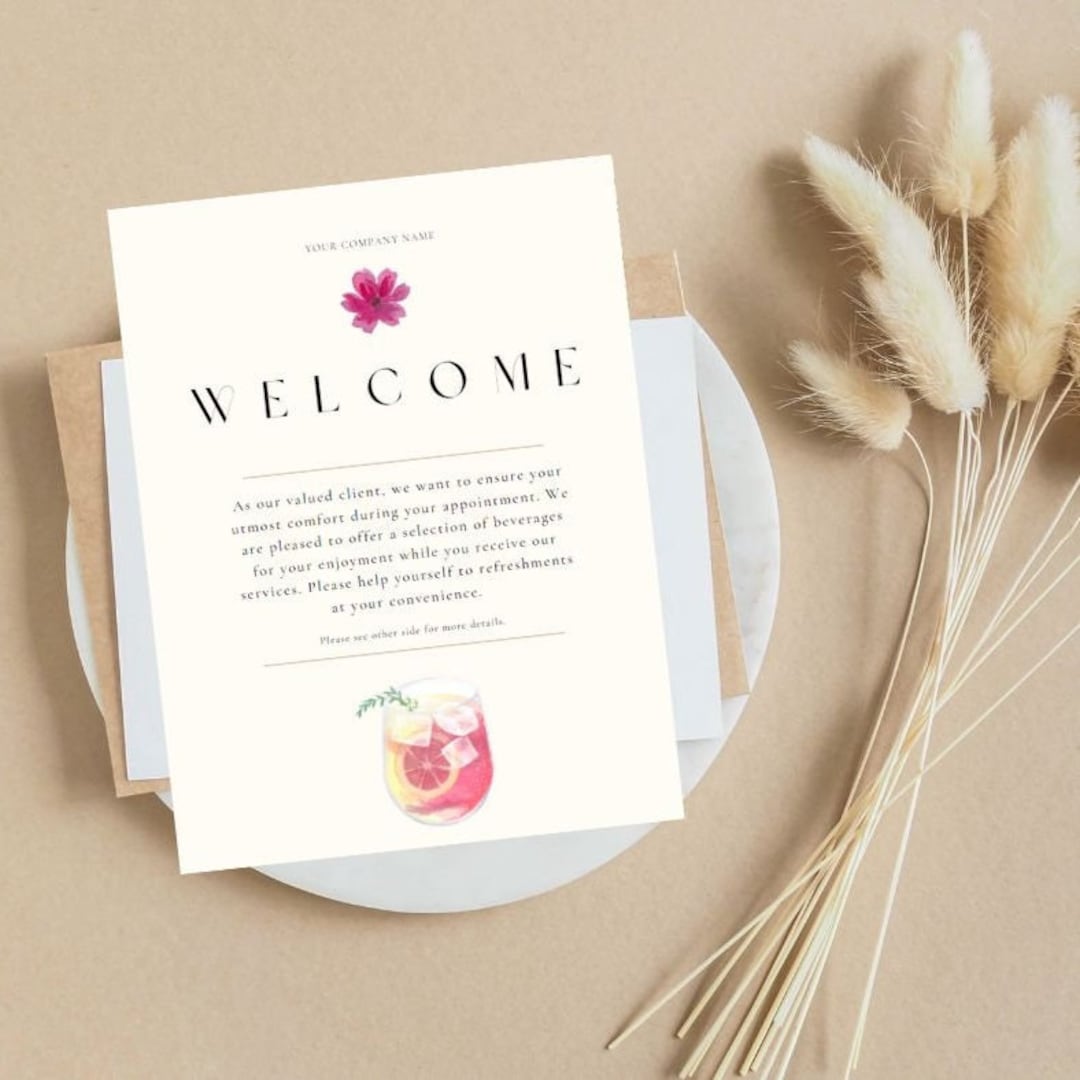 Pink Salon Drink Template, Customizable Drink Menu Template, Flower ...