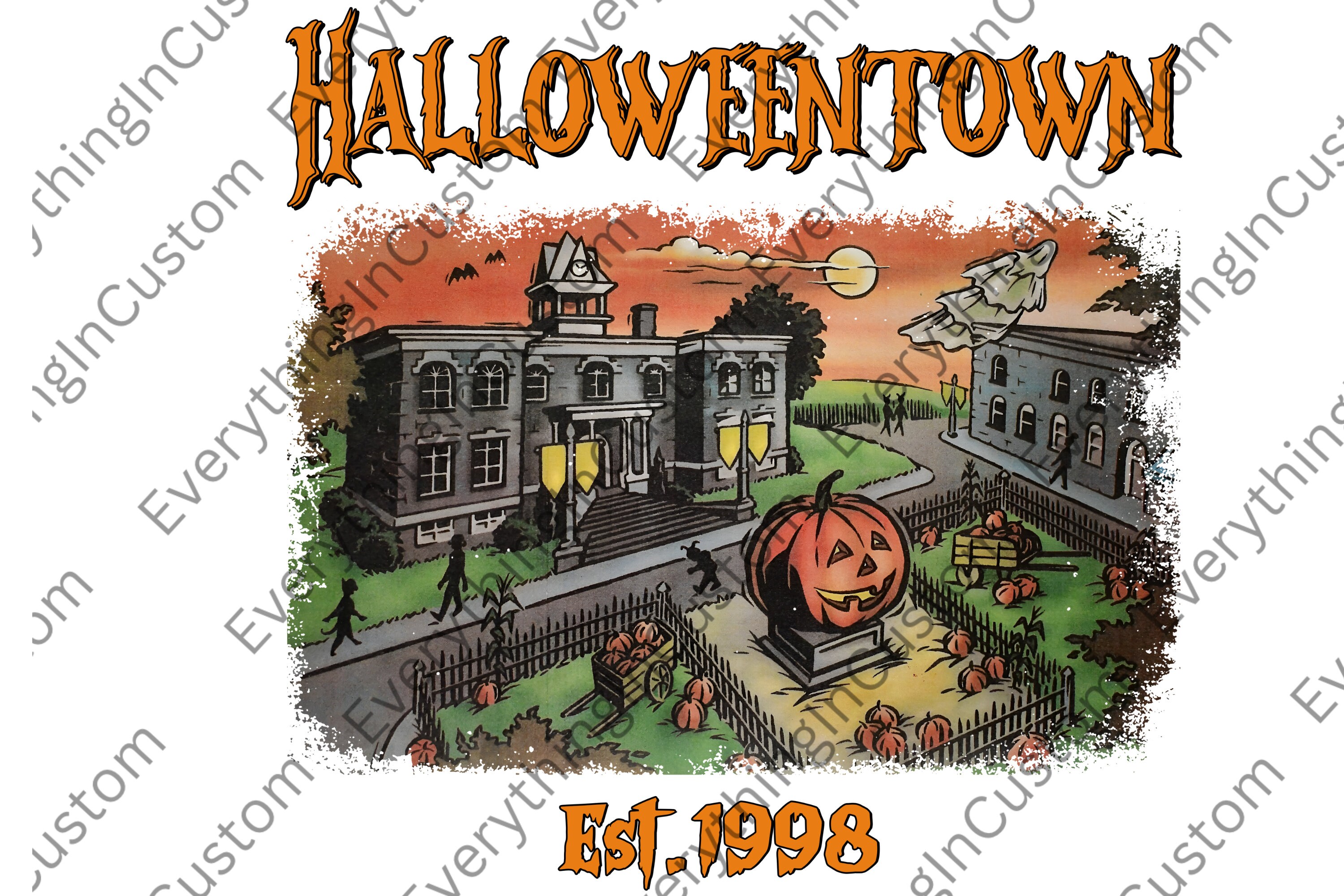Vintage Halloween Town Est 1998 Png, Halloweentown Png,pumpkin ...