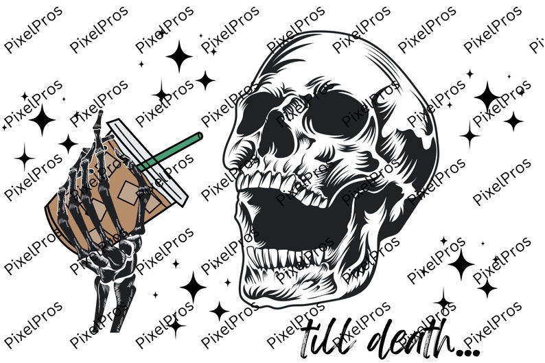 Til Death Iced Coffee PNG, Skeleton Iced Coffee PNG, Halloween Coffee ...