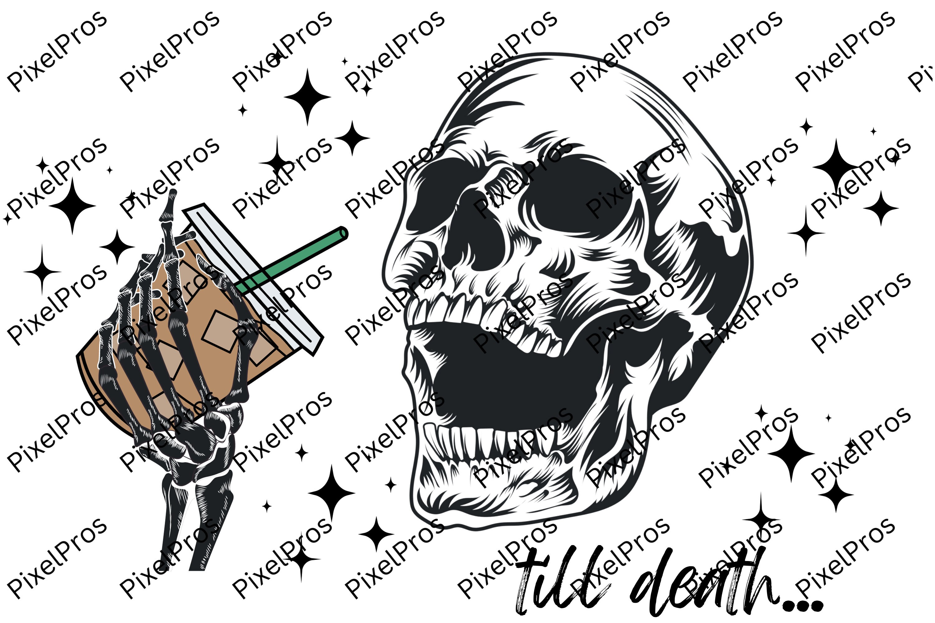 Til Death Iced Coffee PNG, Skeleton Iced Coffee PNG, Halloween Coffee ...