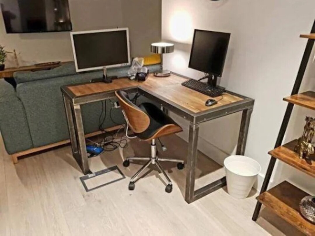 Custom Made Metal L-shaped Desk Industrial Style Office - Etsy