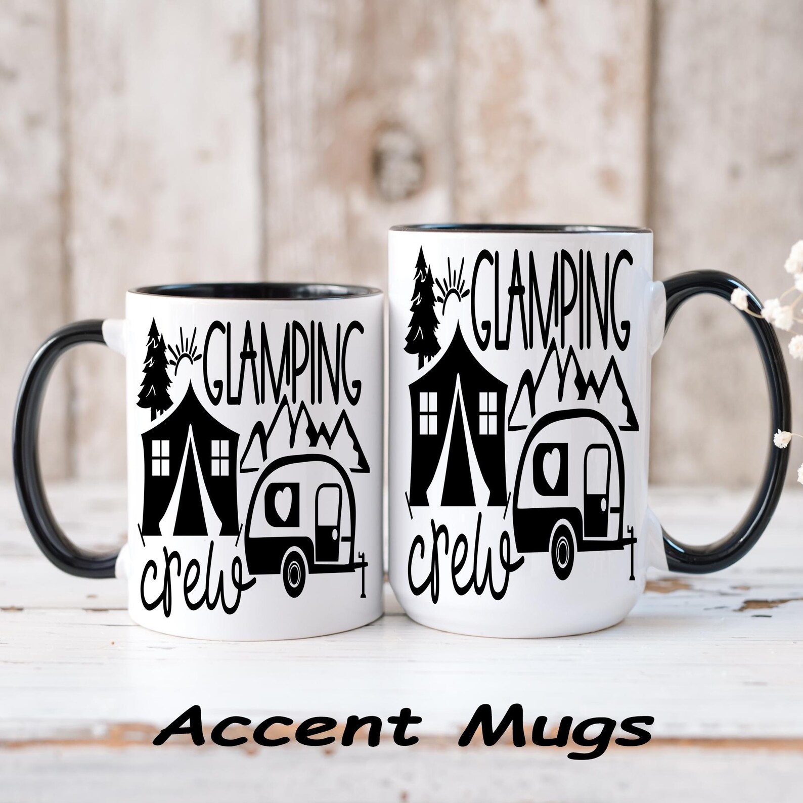 Glamping Crew Mug – Camper Trailer & Tent Coffee Cup With Pine Trees ...