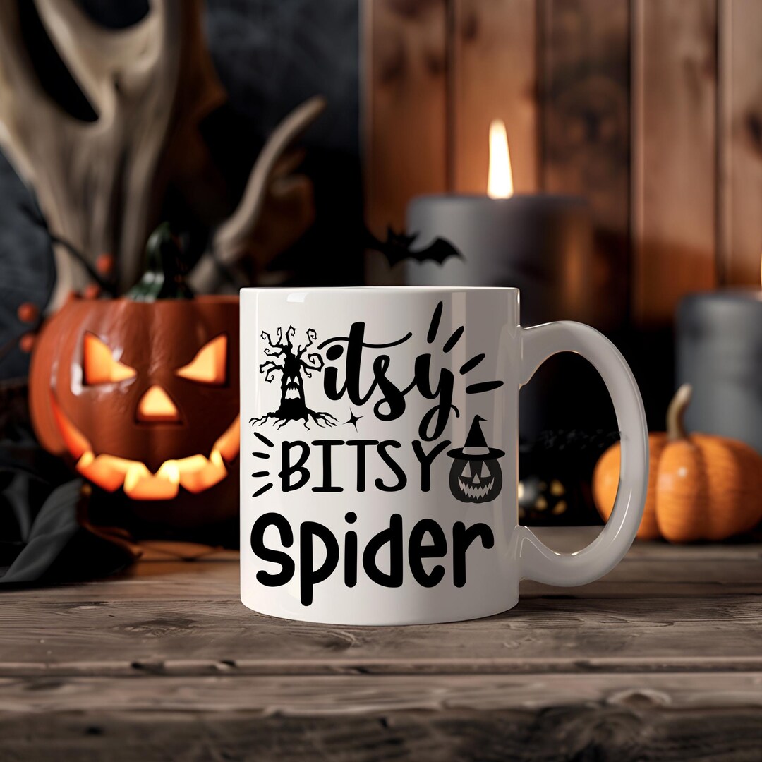 Itsy Bitsy Spider Mug – Cute Halloween Coffee Cup With Ghost & Pumpkin ...