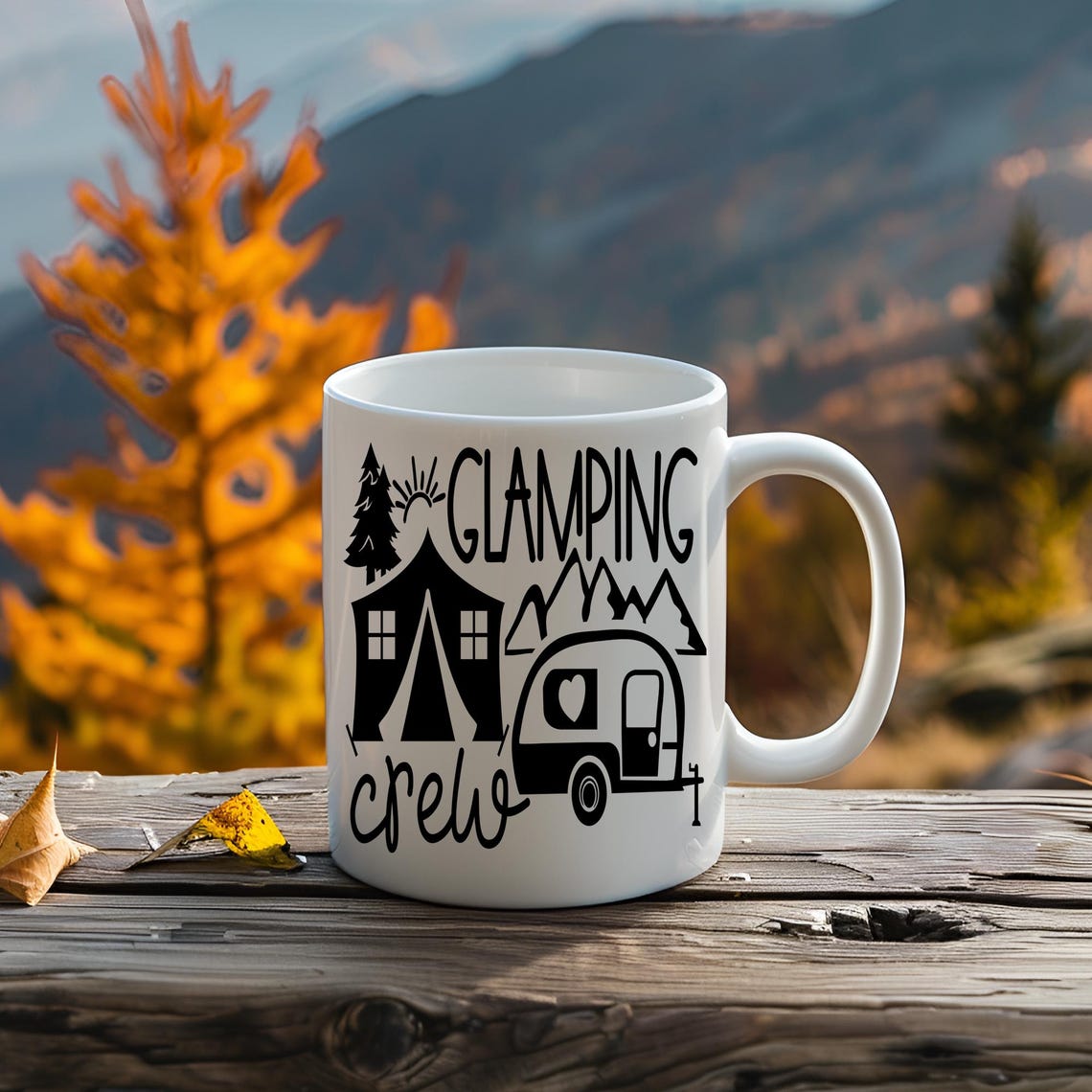 Glamping Crew Mug – Camper Trailer & Tent Coffee Cup With Pine Trees ...
