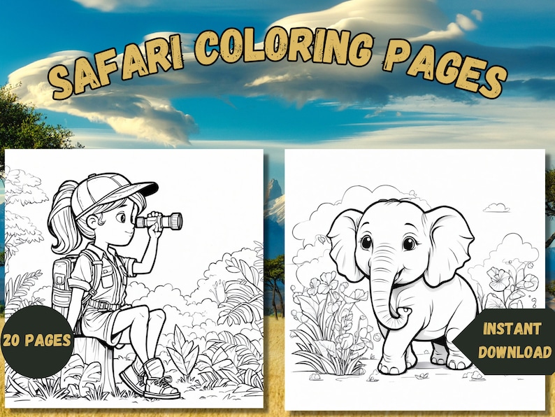 Safari Coloring Pages - Etsy