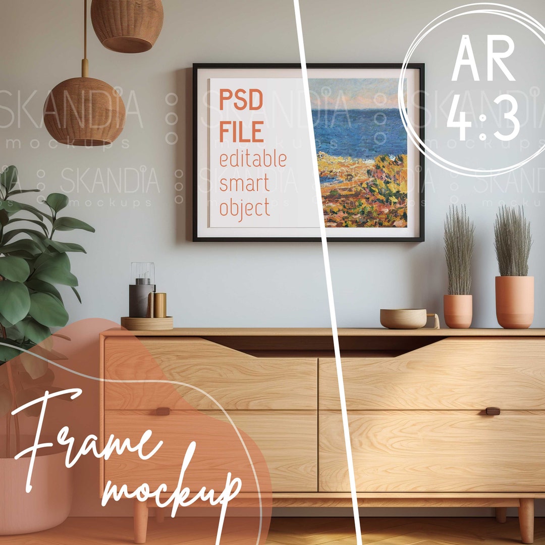 Horizontal Frame Mockup 4x3, Modern Retro Poster Display, Wall Art ...