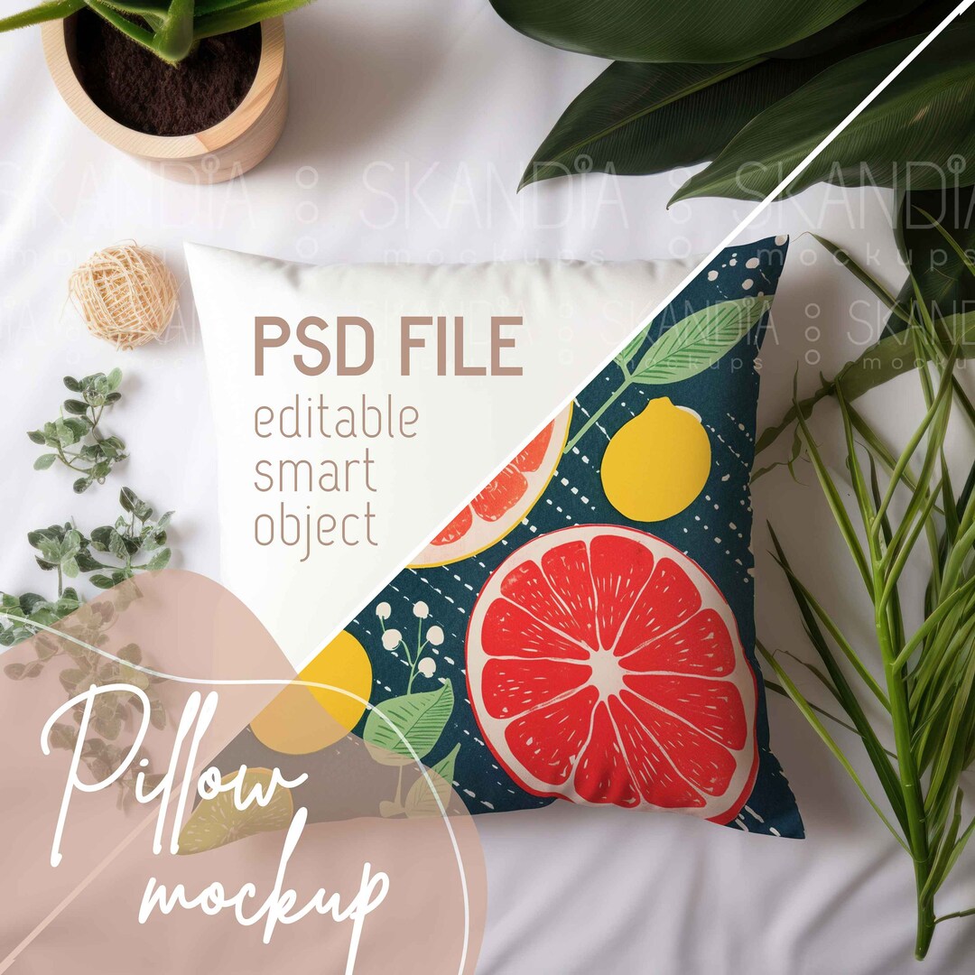 PSD Pillow Mockup, Smart Object Modern Pillow, Cushion Mockup, Editable ...