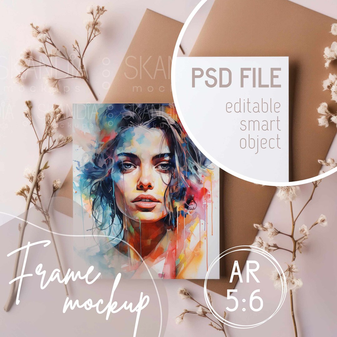 Soft Feminine Flatlay Art Presentation Mockup 5x6 Template Pink ...