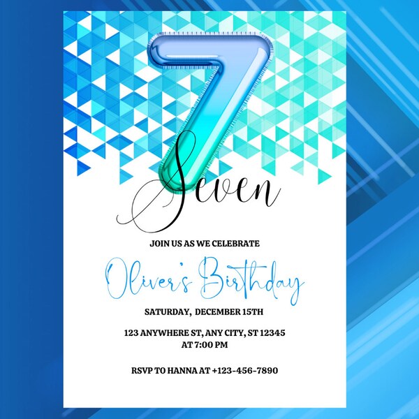 7th Birthday Invitation - Etsy