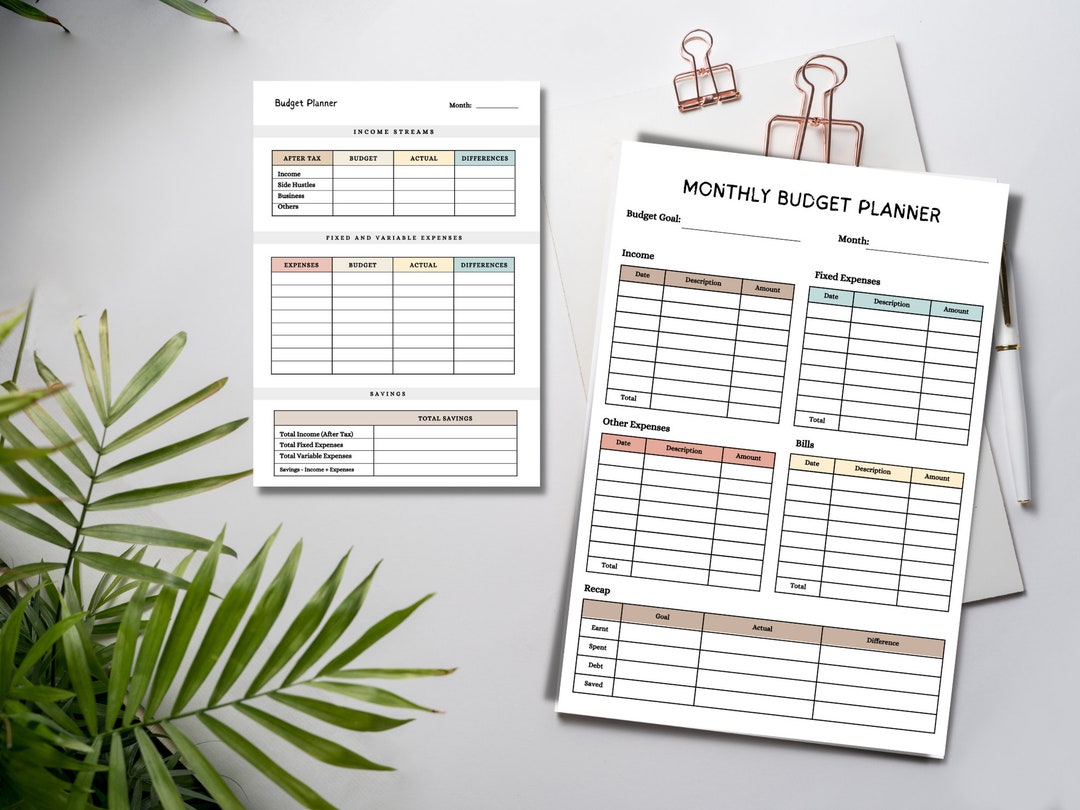Printable Monthly Budget Planner | Financial Organizer | Expense ...