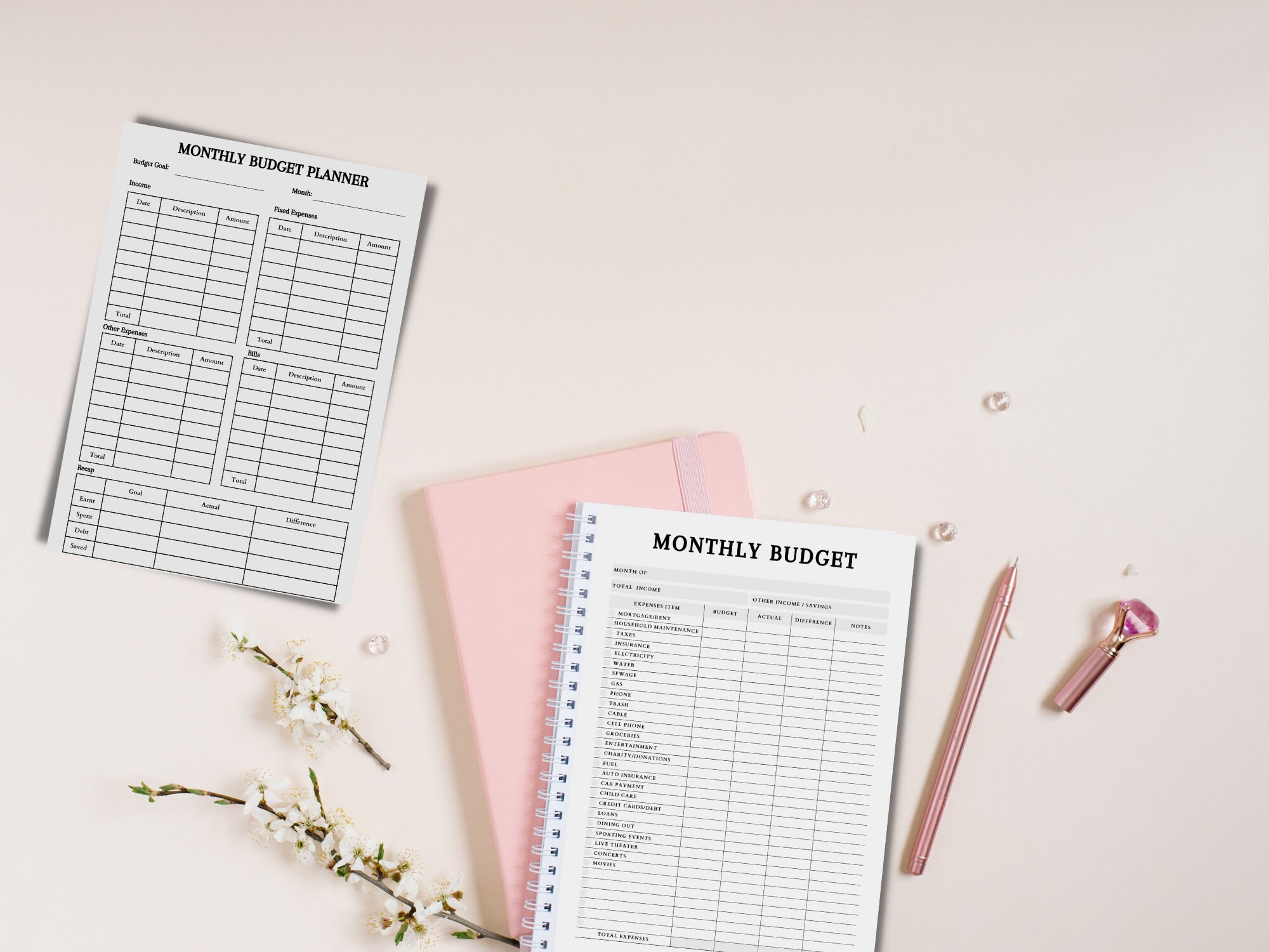 Printable Monthly Budget Planner | Expense Tracker | Financial ...