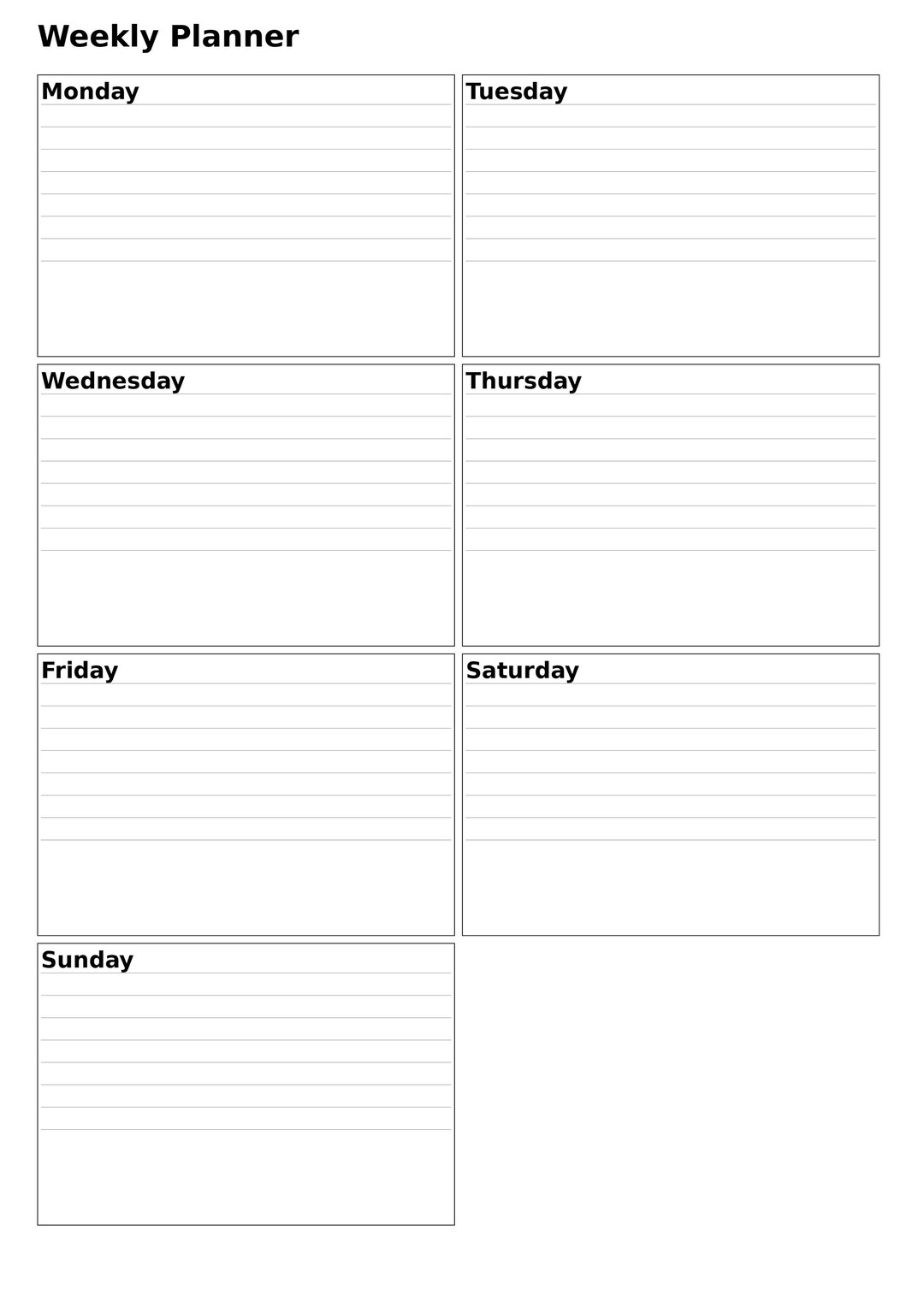 Printable Weekly Planner Template | Minimalist Weekly Schedule ...